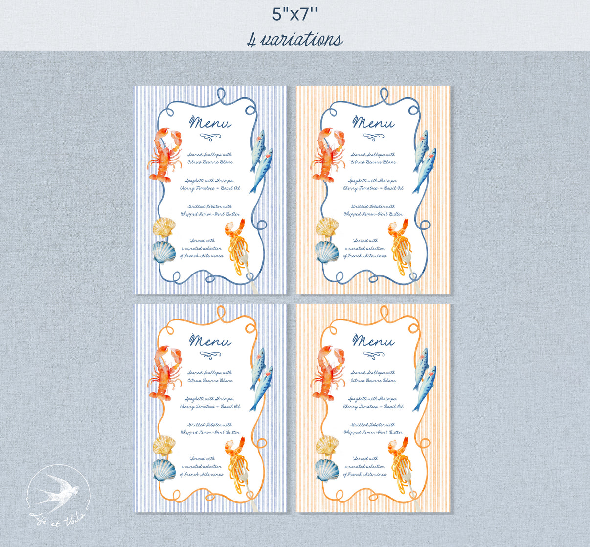 Amalfi Whimsical Seafood Menu | Editable Canva Template – Life et Voilà