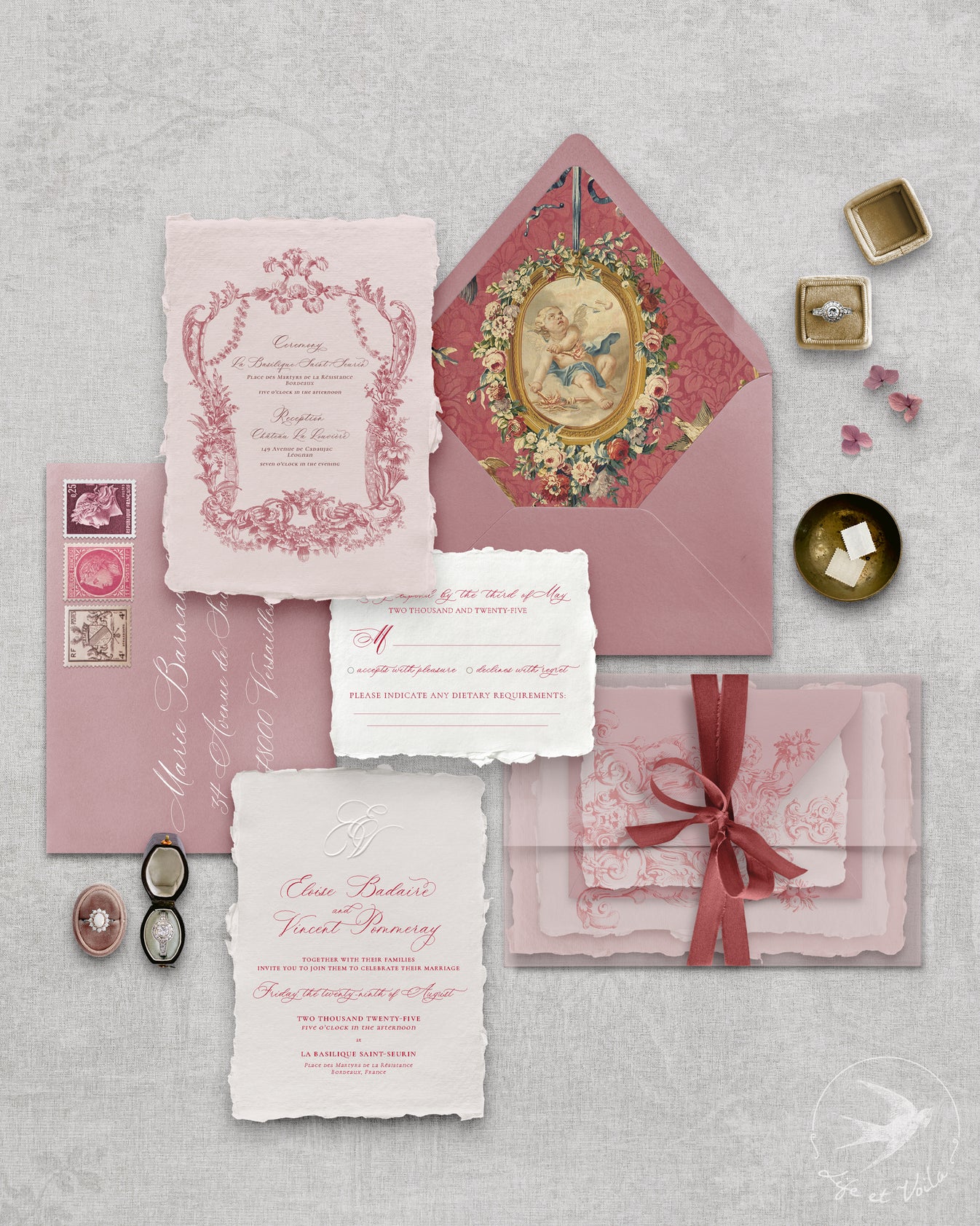 Baroque Romance semi-custom wedding invitation suite – Life et Voilà